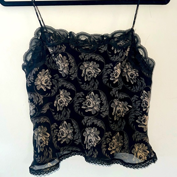 Anna Sui | Tops | Vintage 9s Anna Sui Silk Victorian Rose Tank Top ...